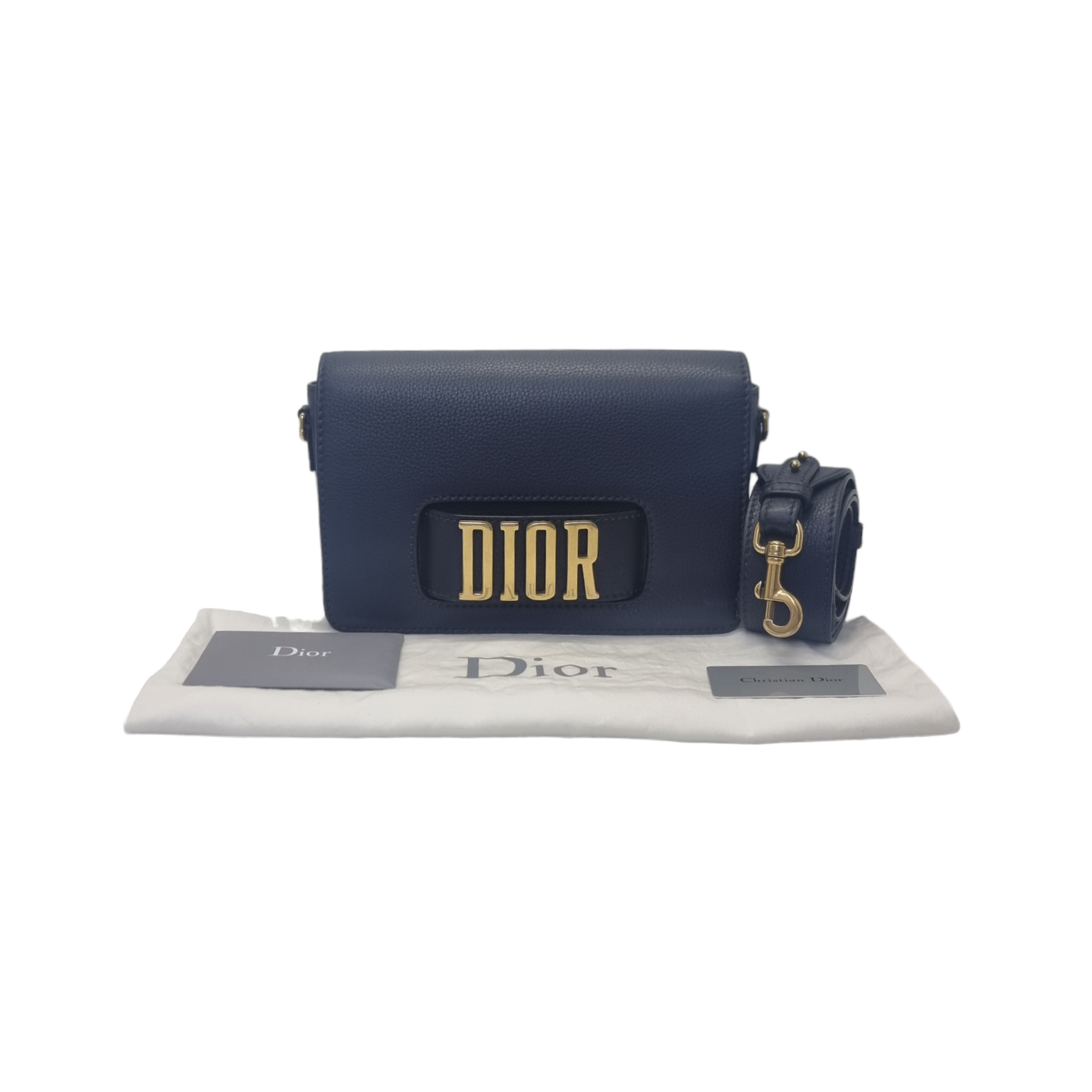 Christian Dior Dio(r)evolution Leather Crossbody Ghw (Navy Blue ...