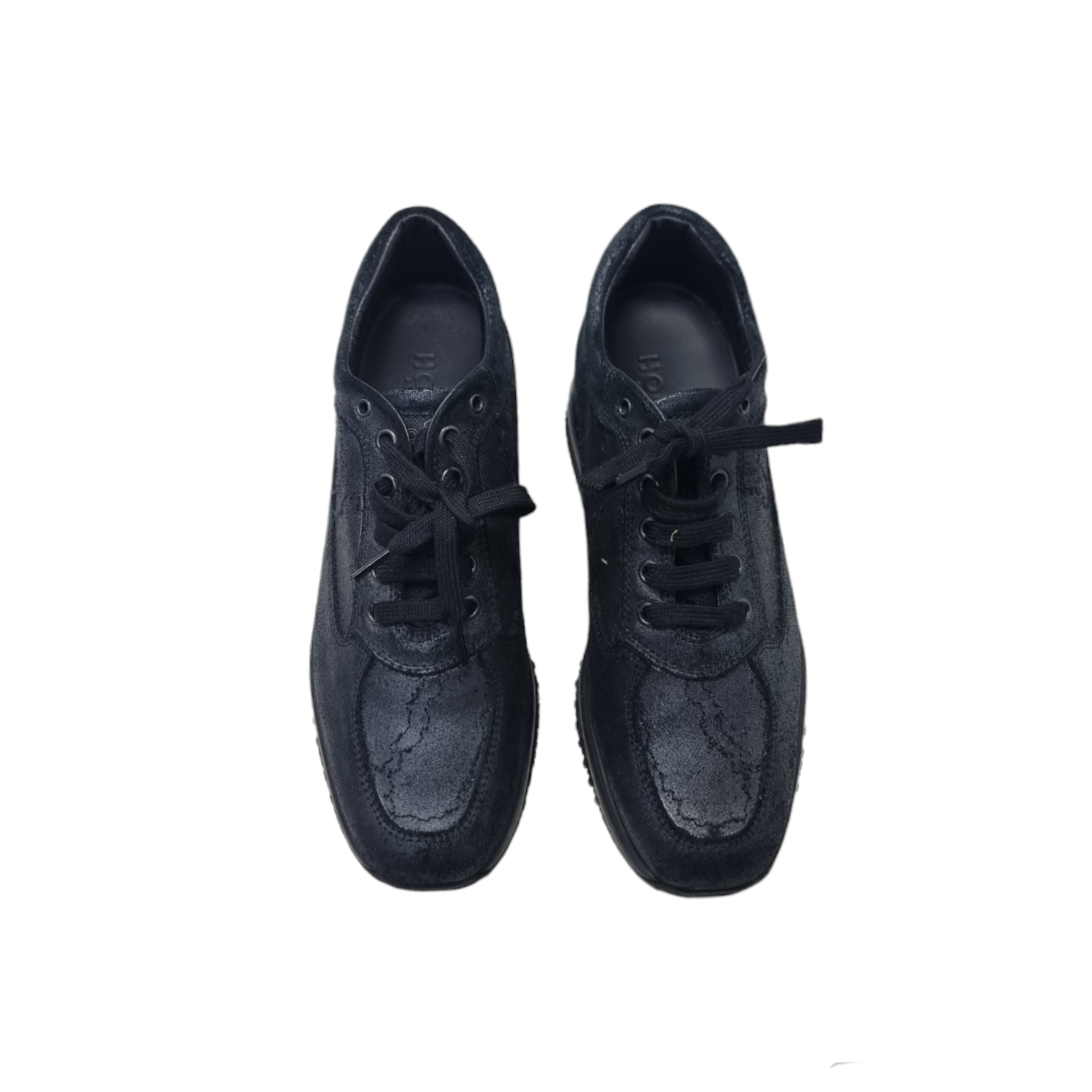 Hogan Interactive Crackle Suede Lace Up Sneakers (Black) – Valise La'Bel