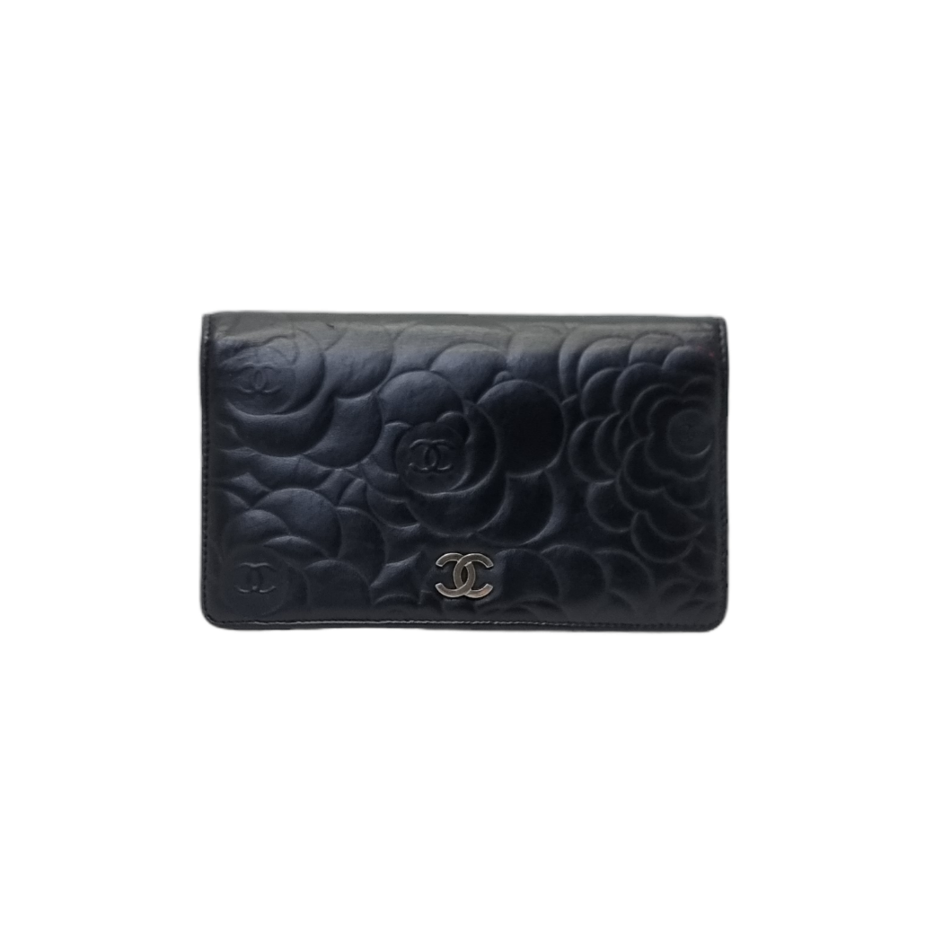 Chanel Wallet Camellia Bifold Flap Lambskin Shw (Black) – ValiseLaBel
